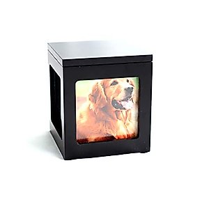 Heavenly Home Pet Keepsake Multiple Photo Cube Pet Urn for 1 to 4 Pictures Cremation Memorial for Pet Lovers Acrylic Glass Photo Protector Resting Place for Cat or Dog (90 Cubic Inches)