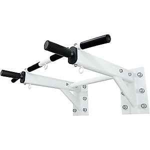KDFJ Pull-up Bar, Pull-up Device, Wall Perforated Horizontal Bar, Household Indoor Double Bar Rack, Ring Pull Rope Swing, Sandbag Holder-White