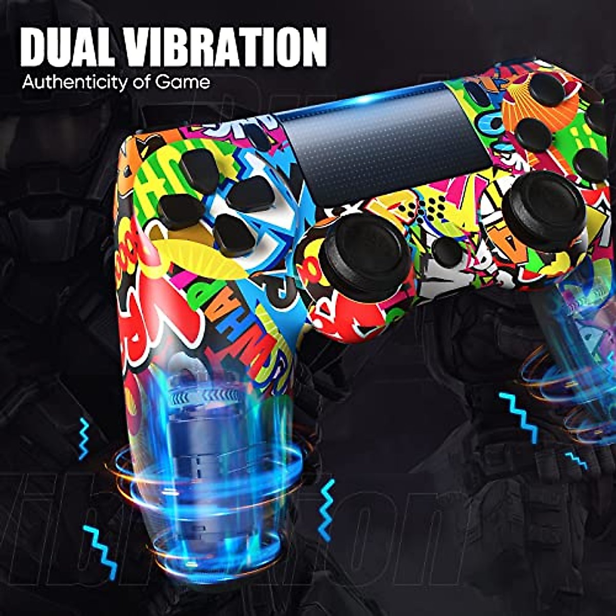 TEBALO Wireless Controller Compatible with PS-4/Pro/Slim Game Console, Bluetooth Controller Rechargeable with Enhanced Dual Vibration, Analog Sticks, 6-Axis Motion Sensor, Yellow