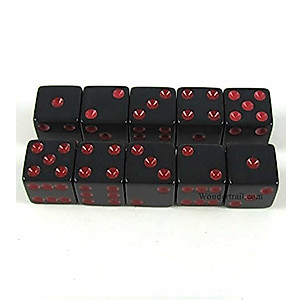 Koplow Games Black with Red pips 16mm (5/8in) D6 Dice (10)