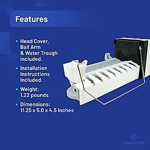 EvertechPRO D7824706Q Replacement Icemaker Replacement for Whirlpool Refrigerator D7824706Q 0056504 0056599 0056605