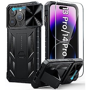 FNTCASE for iPhone 14-Pro/13-Pro Phone Case: 13 Pro Cases & 14 Pro Case Military Grade Drop Proof Mobile Cover with Kickstand | Rugged Shockproof Protective Cell Phonecase for Apple 14pro/13pro 6.1''