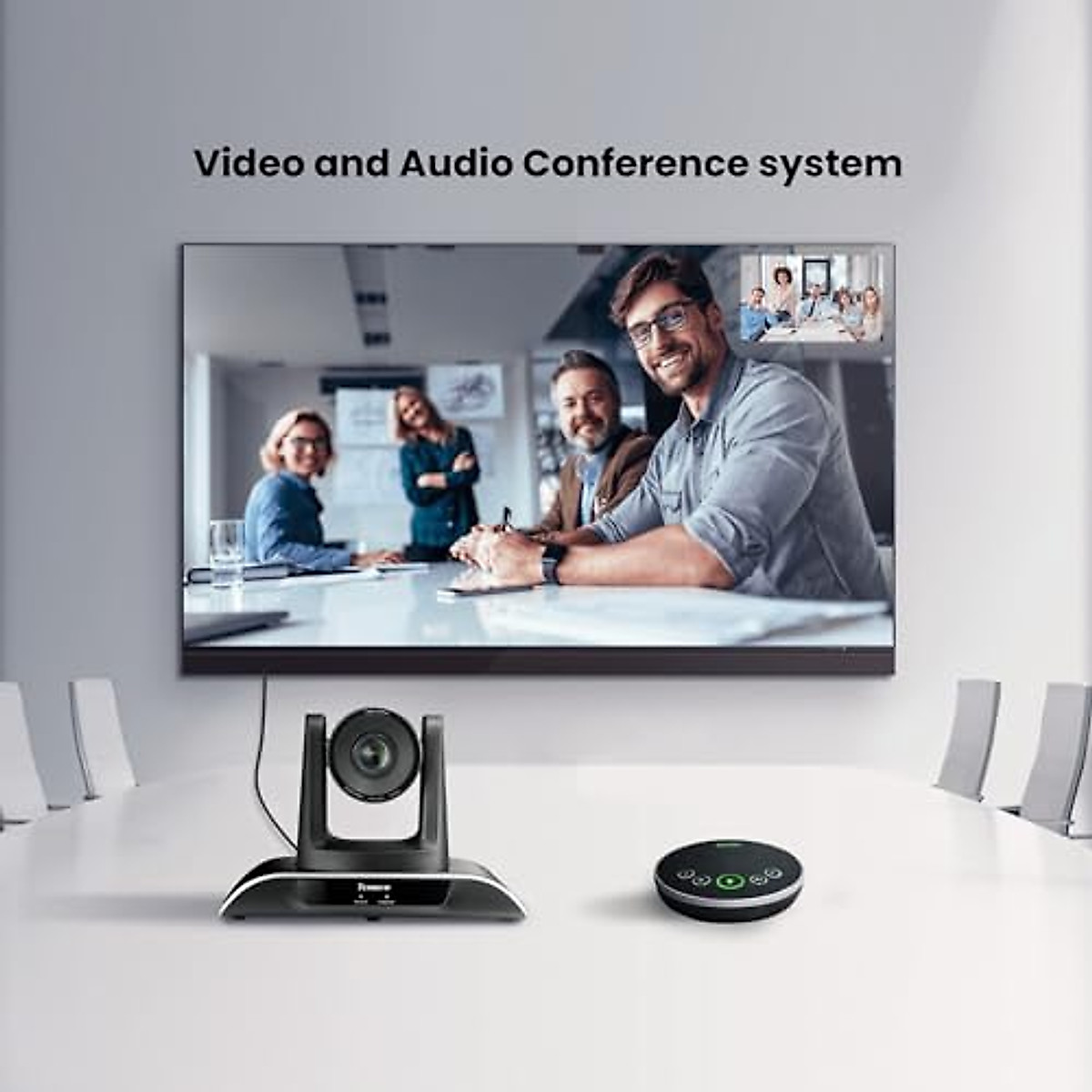 TONGVEO All-in-One Conference Room Video Camera System Bundle HD 1080P 60fps 3X Optical Zoom USB3.0 HDMI PTZ Camera and Bluetooth Conference Speakerphone with Microphones
