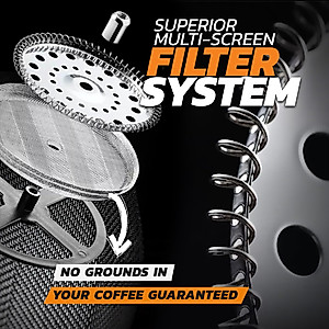 French Press Coffee Tea Maker（34oz）,304 Stainless Steel Coffee Press with 4 Filters Screen-100% No Residue -German Heat-Resistant Borosilicate Glass- BPA FREE -Dishwasherable，Copper