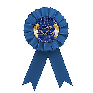 Blue Happy Birthday Tinplate Badge Pin, Blue Rosette Happy Birthday Pin for Men Boy, Happy 21st/30th/40th/50th Birthday Award Badge Pin, It's My Birthday Party Decorations