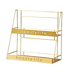 BESPORTBLE Cosmetic Storage Rack Makeup Organizer Shelf 2 Tier Cosmetic Storage Basket with Tray for Cosmetics Countertop Storage Organizer Standing Rack for Dresser Countertop Bathroom Gold