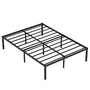 Weehom Queen Bed Frame 16 Inch Metal Platform Bed Frames No Box Spring Needed, Mattress Foundation, Heavy Duty Steel Slat Support, Large Underbed Storage Space, Easy Assembly, Black