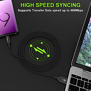 Elebase USB Type C Charger Cable 3 Pack 1.5/3.3/6.6FT,Charging Cord for Samsung Galaxy A02s A03s,A12 A13,A21 A22 A23,A31 A32 A33,A41 A42,A52 A52s A53 A54,A71 A72 A73,Note 10 20,S21 S22 S23 S24