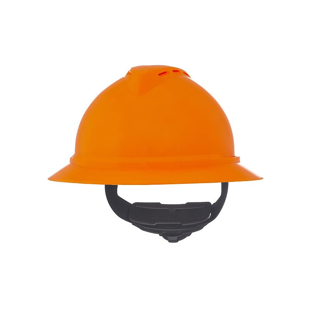 MSA 10167921 V-Gard 500 Full-Brim Hard Hat With Fas-Trac III Ratchet Suspension | Polyethylene Shell, Superior Impact Protection, Self Adjusting Crown Straps - Standard Size in Hi-Viz Orange