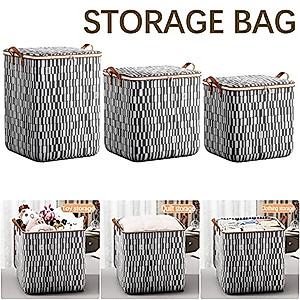 JIAJO Clothes Storage Bag with Dual-Zipper, 100-180L Exquisite Plaid Capacity Cylindrical Wardrobe Sorting Storage Box, Portable Storage Bag Winter Cup Storage Box (180L Capacity)
