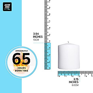 Axiom – Pack of 6 Unscented Pillar Candles, Long 65 Hours Burning Time - 100% Natural Wax Smokeless Candles – Perfect for Weddings, Parties and Home Décor (3.15 x 4_Inches)