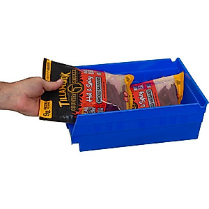 Akro-Mils 30150 Plastic Shelf Bins, Heavy Duty Storage Bins for Garage, Closet, and Drawer Organization, 12-Inch x 6-1/2-Inch x 4-Inch, Blue, 12-Pack