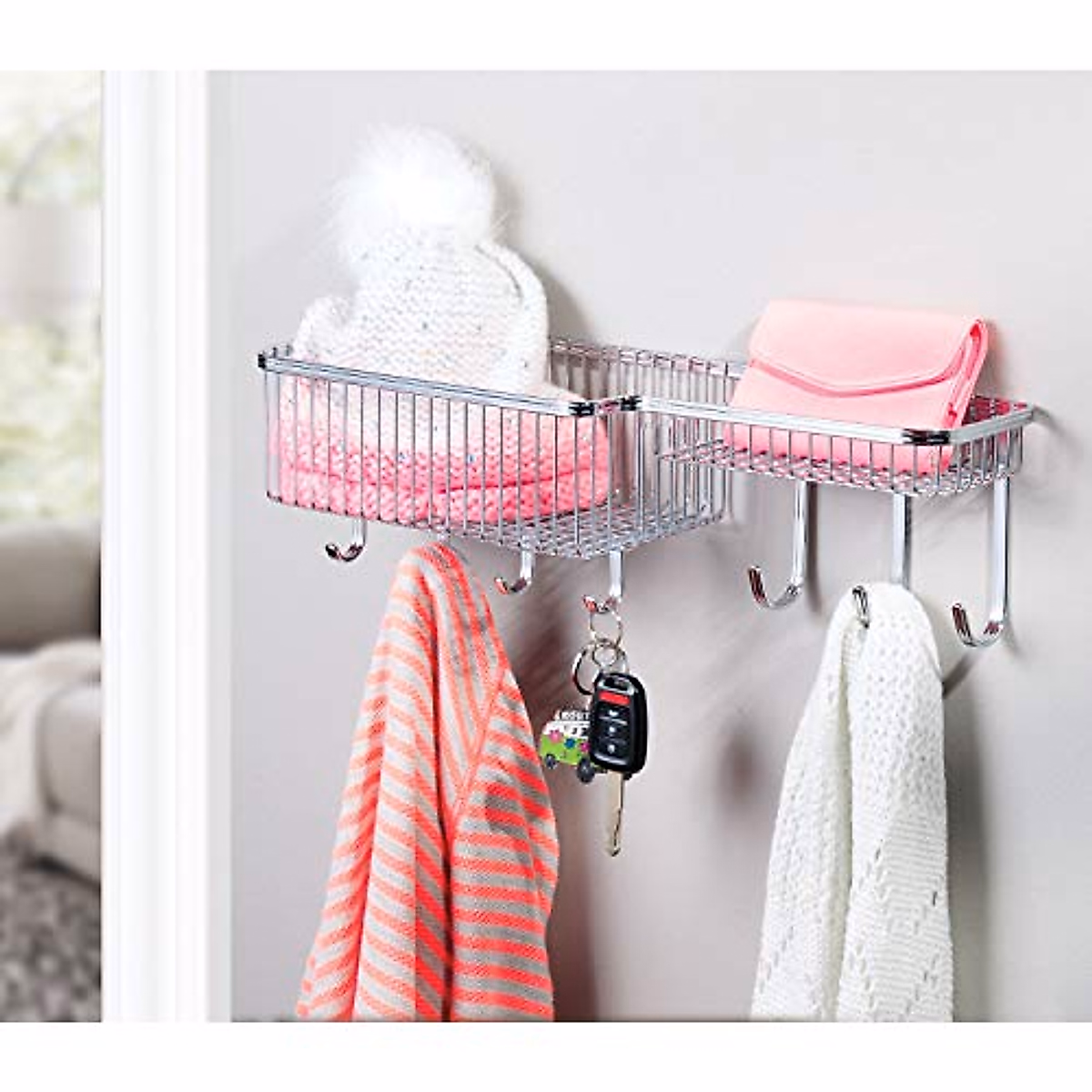 iDesign York Lyra Wall Mount Entryway Basket Organizer - Chrome