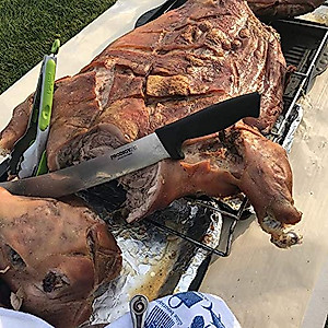 Ergo Chef Prodigy Series 12-Inch Cimeter - Curved High Carbon Stainless Steel Blade - Breaking Knife - Butcher's Meat Knife, Ergonomic Non-Slip Handle, Black