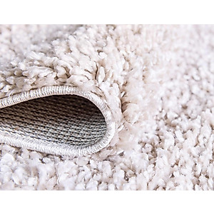 Unique Loom Davos Shag Collection Area Rug - Solid (9' x 12' Rectangle, Linen)