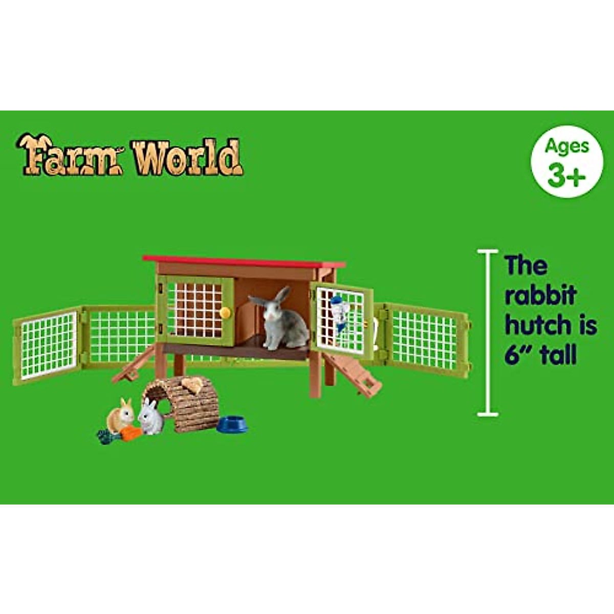 Schleich Farm World, Easter Toys for Boys and Girls Ages 3-8, 8-Piece Playset, Rabbit Hutch and Bunny Playpen Toy Set