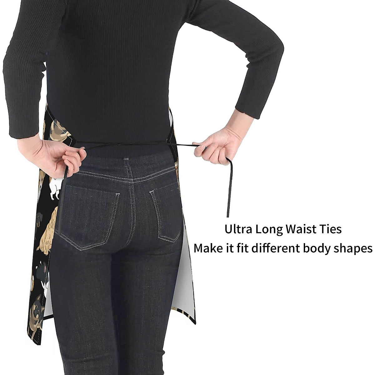 Cute Dog Grooming Apron,Funny Pet Grooming Waterproof Aprons for Women With 2 Pockets & Adjustable Neck,Black Gold Chef Aprons Christmas Gifts for Kitchen Cooking Baking Gardening