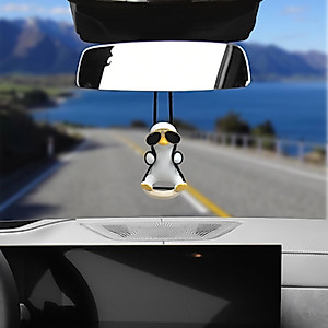 Swinging Duck Car Hanging Ornament, Cute Car Hanging Accessories for Rear View Mirror, Car Rear View Mirrior Hanging Accessories, Accessories Interior (B)