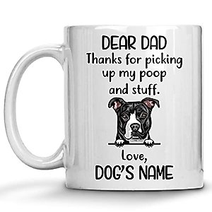 Personalized Pit Bull Coffee Mug, Pitbull Terrier Custom Dog Name, Customized Gifts For Dog Dad, Father's Day, Birthday Halloween Xmas Thanksgiving Gift For Dog Lovers Mugs