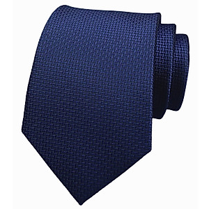 Elfeves Navy Blue Gingham Seft Ties Woven Narrow Party Cool Italy Necktie 3.15" for Men