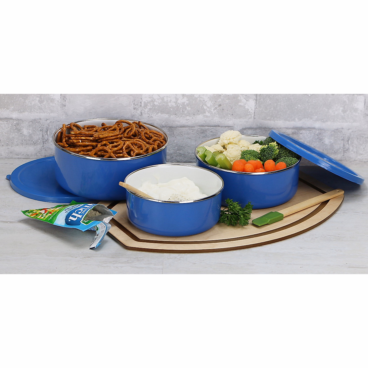 Reston Lloyd 6 Piece Enamel on Steel Bowl Set, Small, Azure
