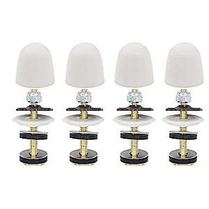4 Pack Toilet Floor Bolts and Caps Set, Brass Plated Toilet Bolts and Stainless Steel Nut Washer with Rubber Washers Round Cover Caps for Toilet Bolts