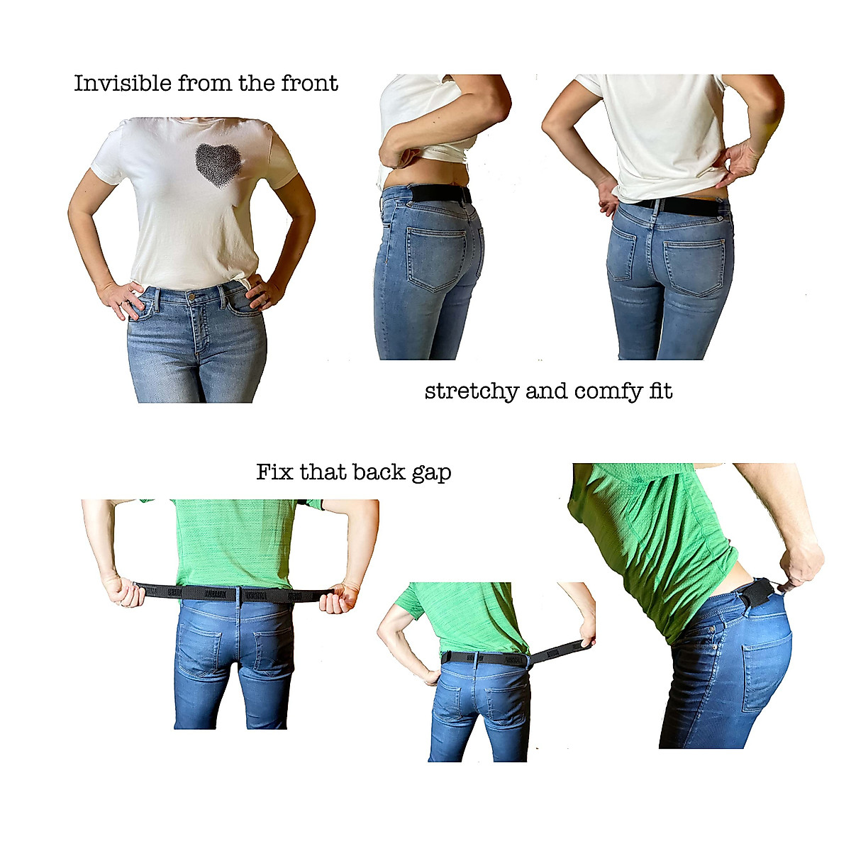 Invisible No Buckle Elastic Belt for Men and Women: 1 1/2" Wide, Waist size adjustable 32" to 48" by Beltless