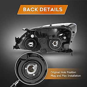 LBRST Headlight Assembly for Honda for Accord 2003-2007 Chrome Housing+Clear Reflector Driver and Passenger Side Headlamp