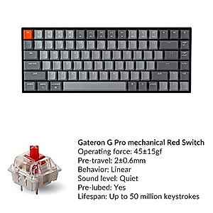 Keychron K2 75% Layout RGB Bluetooth Wireless Mechanical Keyboard with Gateron G Pro Red Switch/Anti Ghosting/N-Key Rollover, Compact 84 Keys USB Wired Gaming Keyboard for Mac Windows-Version 2