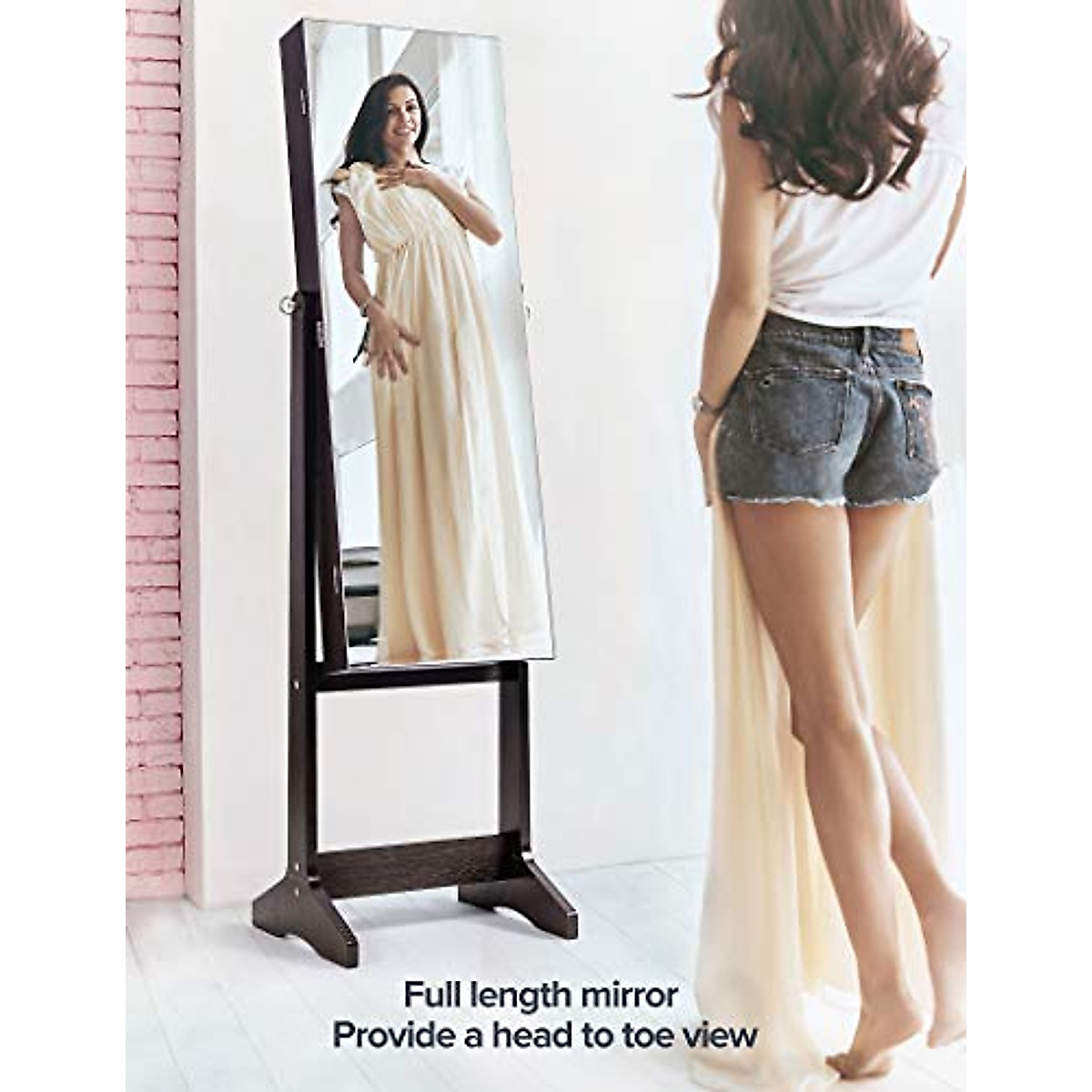 Nicetree 2022 Upgraded Jewelry Armoire with Mirror, Wall/Door Mounted Jewelry Cabinet, Freestanding Mirror with Jewelry Storage