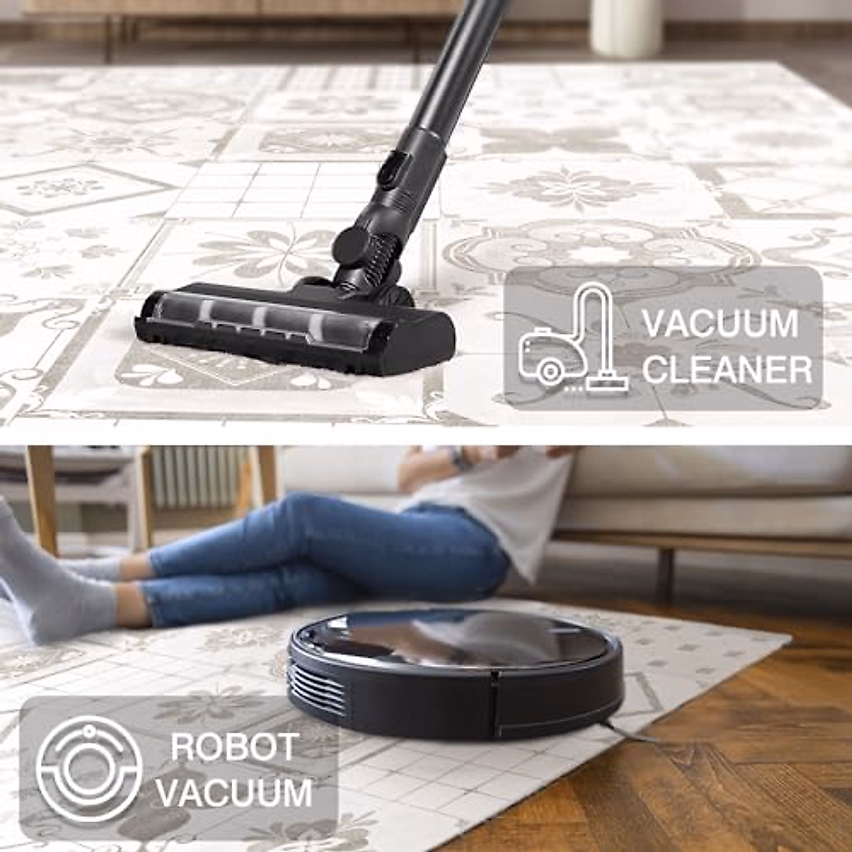 YUNHECHUHAI Natural Collection Area Rug, Thickened with Silicone-Backed Non-Slip Design, Odor-Free, Non-Shedding, Easy to Maintain. Ideal for Living, Dining, Bedroom(Geometry - Gray/White, 4x6ft)