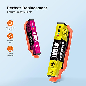 E-Z Ink (TM Remanufactured Ink Cartridge Replacement for Epson 410XL 410 XL T410XL to use with Expression XP-640 XP-830 XP-7100 XP-530 XP-630 XP-635 (Black, Cyan, Magenta, Yellow, Photo Black) 5 Pack