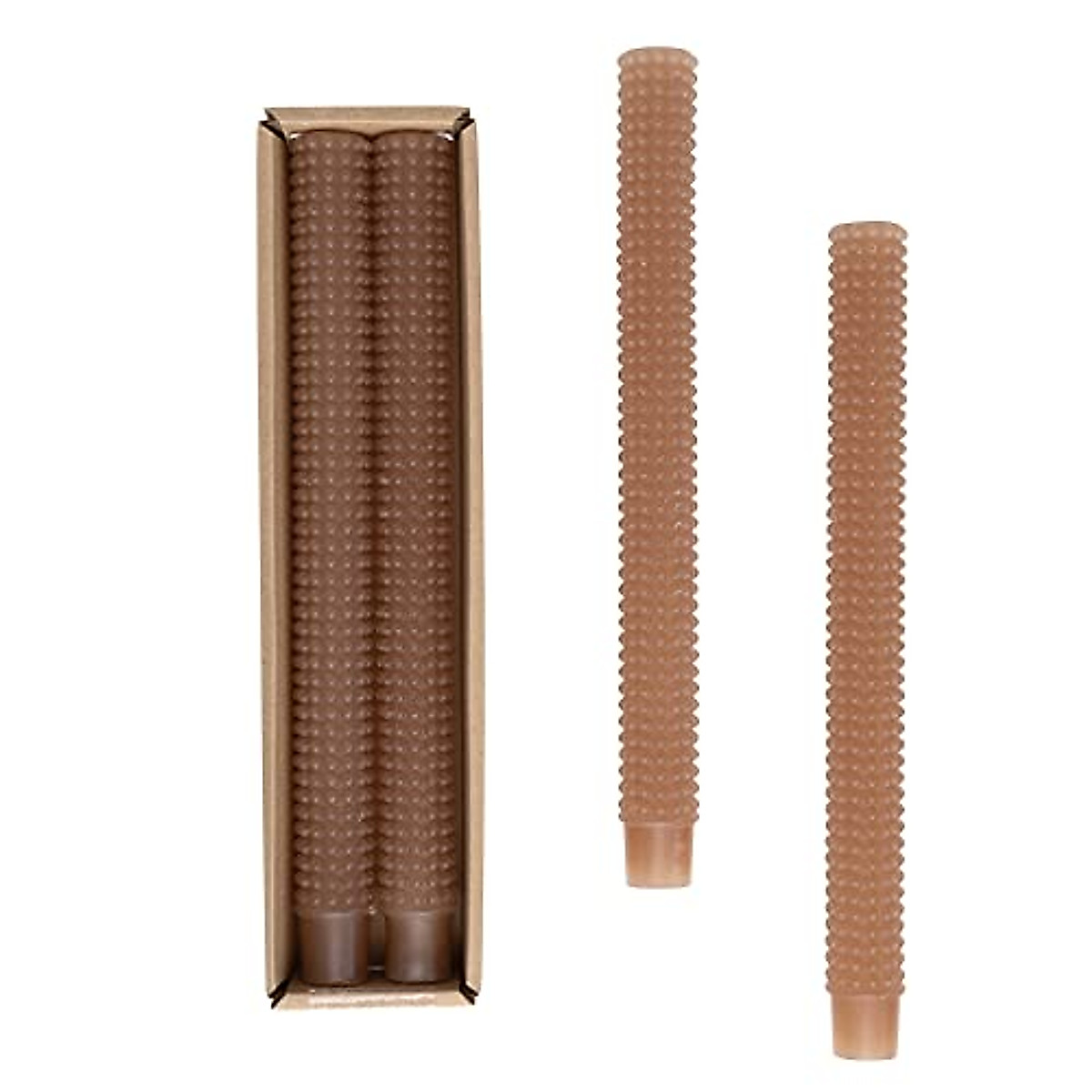 Creative Co-Op Unscented Hobnail Taper Box, Set of 2, Cappuccino Candles, 1" L x 1" W x 10" H, Brown, 2 Count