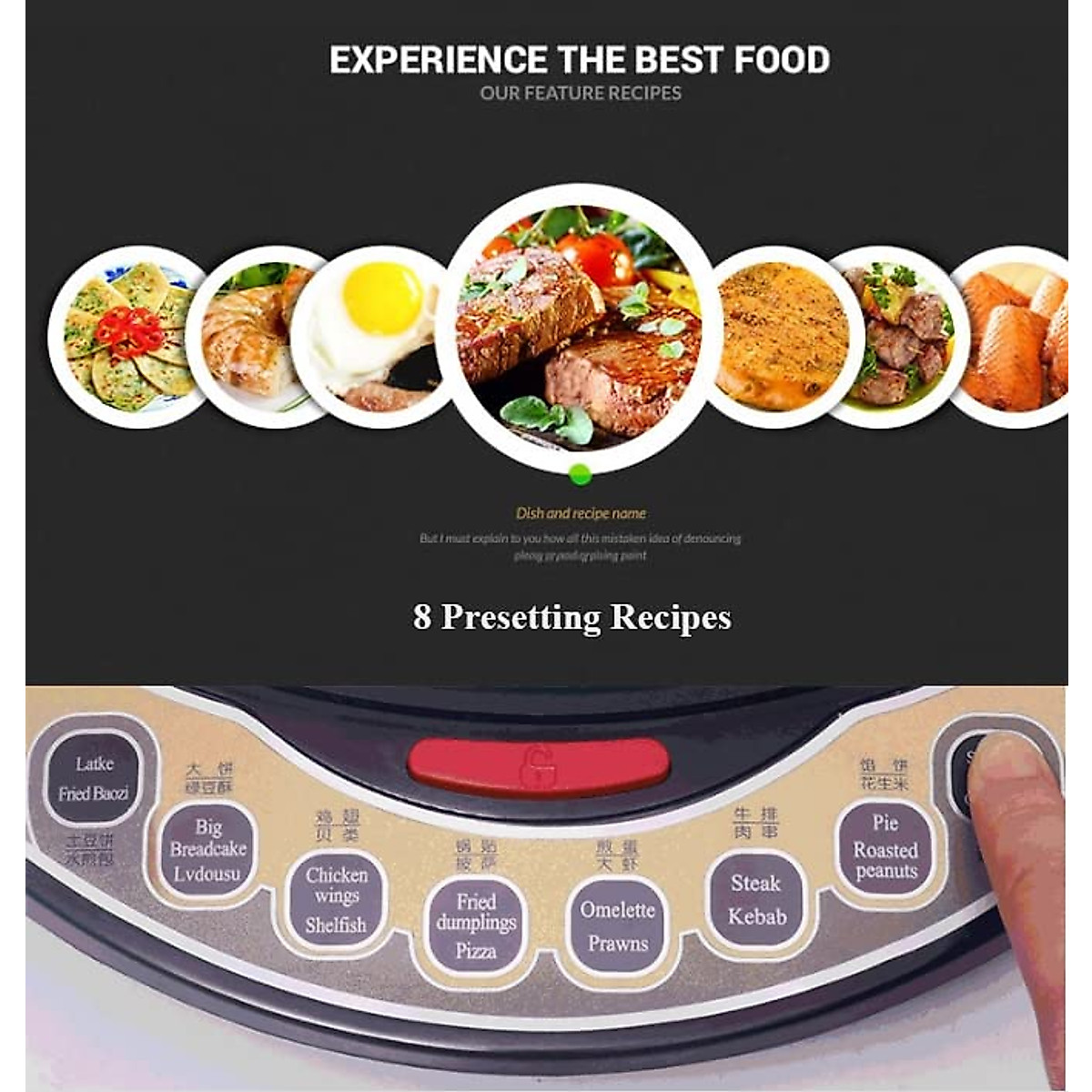 Liven Electric Baking Pan LR-A434 Multi-functional Smokeless Indoor Skillet Griddle, US DuPont Non-Stick Coating, Detachable Upper and Lower Grill Pan, Easy to Clean, Khaki, Programmable