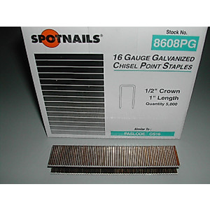 Spotnails 8608pg 1/2" Crown Staples 16 Gauge 1" for Paslode Dewalt