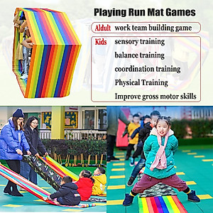 5PCS Teamwork Games Playing Run Mat Kids Adult Teamwork Outdoor Carnival Field Day Fun Running Game with Storage Bag (Size : Adult-20M/26FT)