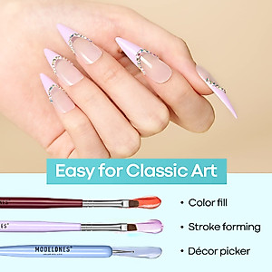 Modelones Nail Art Brush Set, Nail Art Tools with Nail Polish Brush, Nail Extension Gel Brush, Nail Liner Brush, Nail Carved Brush, Nail Dotting Pen, and Builder Nail Gel Brush for Salon at Home DIY