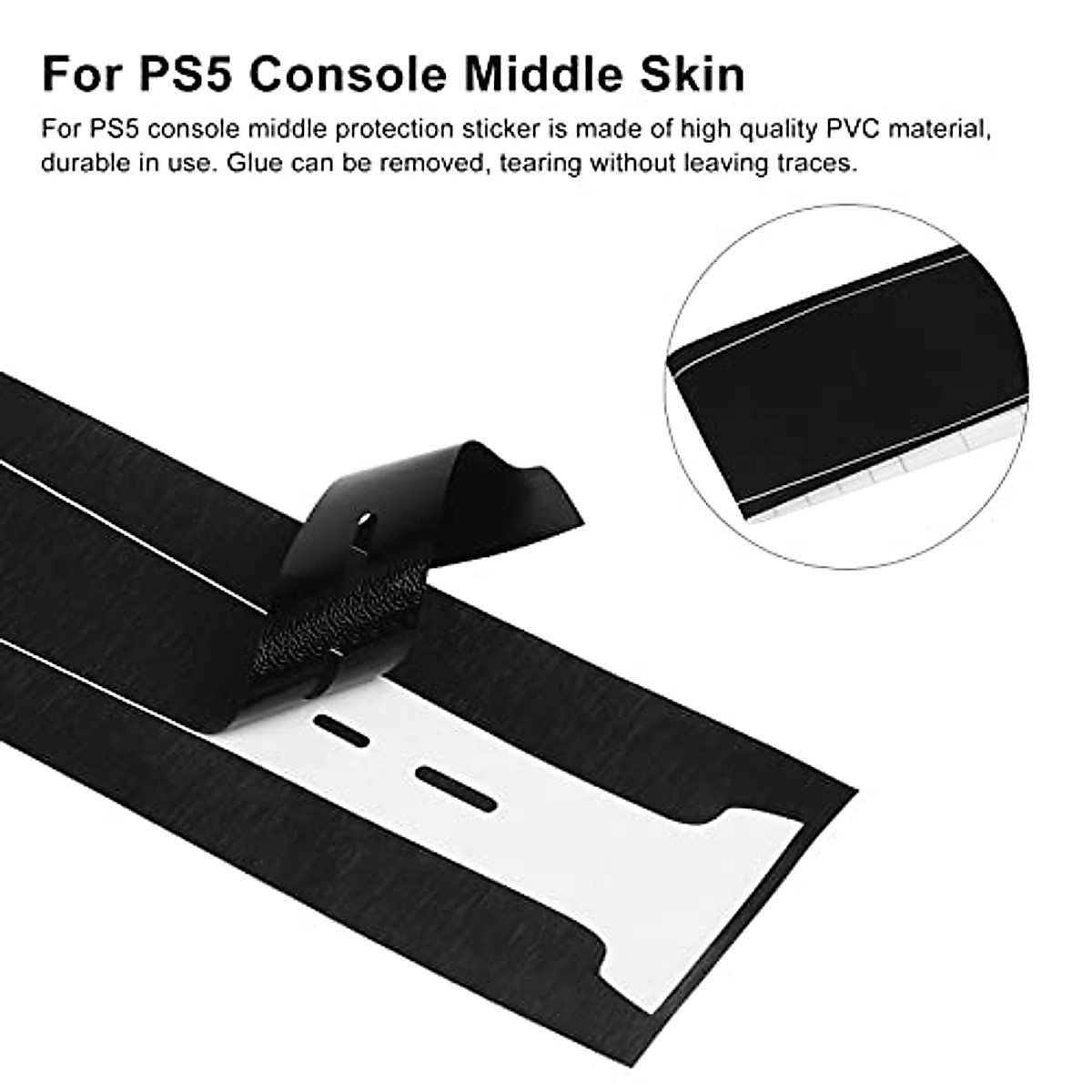for PS5 Console Middle Skin, Host Middle Strip Sticker Center Part Protection Strip Film for PS5 Optical Drive Edition Host, Durable and Scratch Resistant (Brushed Black)