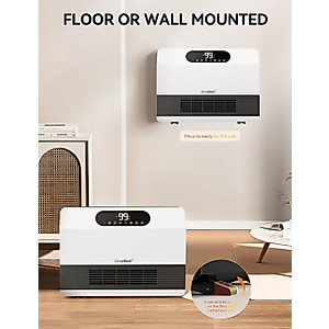 GiveBest Smart Wall Heater, 1500W Fast Heating Space Heater for Bedroom, Electric Space Heater with Thermostat for Indoor Use, Floor or Wall Mounted, On/Off Timers, Works with Alexa, 2024 Upgrade