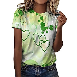 Women's St Patricks Day Shirt Tie Dye St Patrick's Day T-Shirt Tshirts Short Sleeve Cute Blouse Clothes Tops Sweatshirts Saint Patricks Day Teen Girls Outfits Apparel Woman Pullover Army Green M