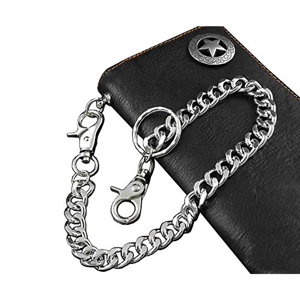 Biker Rock Star Concho Mens Card Money Long Black Real Leahter Wallet With Chain