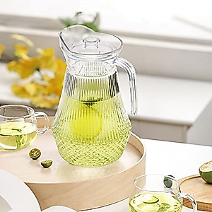 Lawei 2 Pack 50 Oz Acrylic Pitcher, Clear Plastic Water Pitcher with Lid and Spout, Iced Tea Pitcher Beverage Containers for Fridge, Juice, Sangria, Lemonade, Heat-resistant, Shatter-proof, BPA-Free