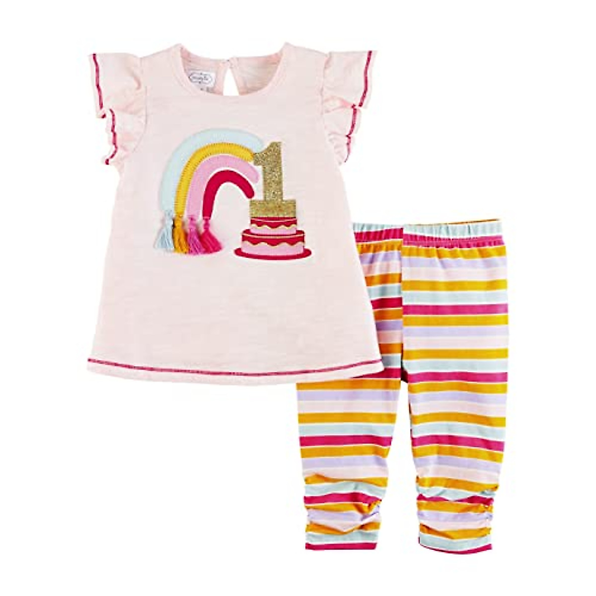 Mud Pie baby girls Mud Pie Toddler Girl Birthday Tunic and Capri Set, 1 Birthday, 1T US