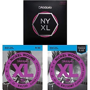 D'Addario Electric Guitar Super Light String Sample Pack - NYXL0942, EXL120 & EXL120BT