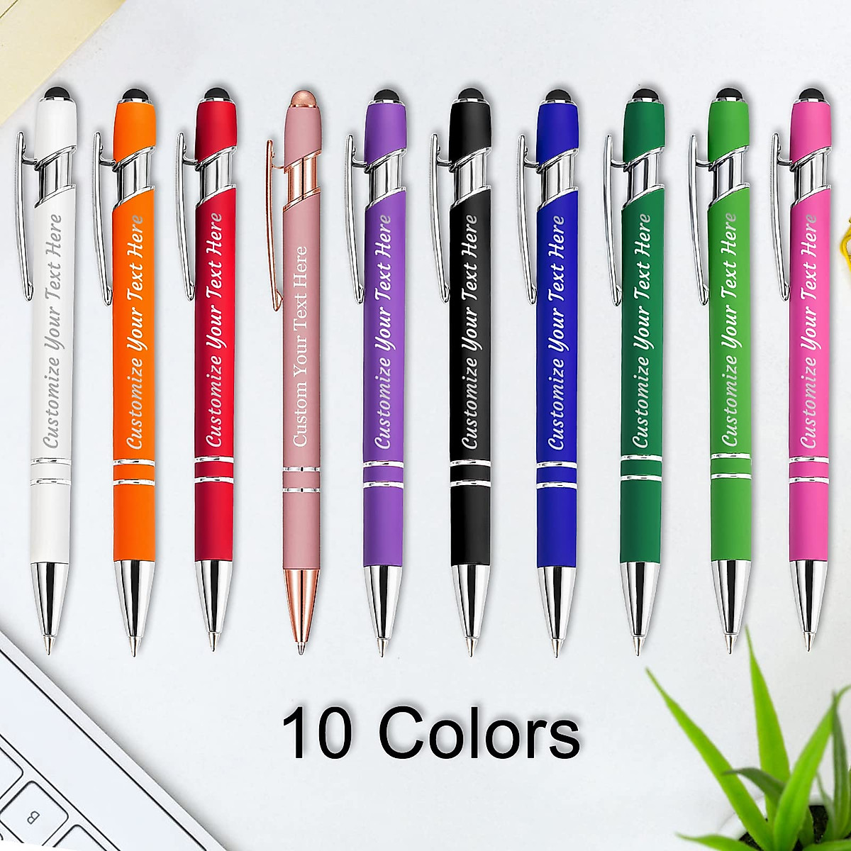 Max 500 Personalized Pens in Bulk Custom Pens with Stylus Tips Engraved Name Customized Ballpoint Pen Gift for Men Women Adults Business Teacher Nurses Wedding-300Pack