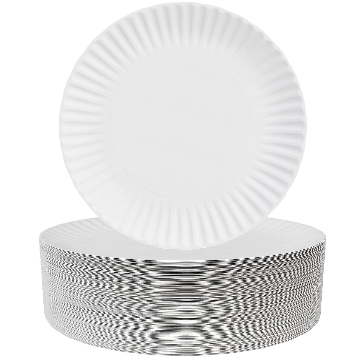 Paper Plates 9 Inch Bulk Paper Plates | White Paper Party Plates | Uncoated Disposable Microwavable Paper Plates | Microwave Safe Dishes For Everyday Dinner Picnic BBQ Party Event Crafts | 100 Pack