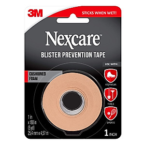 Nexcare Blister Prevention Tape, Waterproof Foam Medical Tape, Sticks Firmly to Skin to Help Prevent Blisters - 1 In x 5 Yds, 1 Roll of Tape