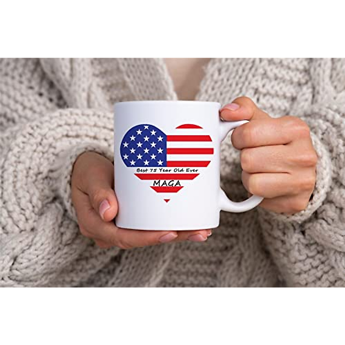 Qsavet 75th Birthday Gifts For Women, Trump Coffee Mugs for 75 Year Old, 1948 Birthday Gifts for Men, Novelty Coffee Mug for Mom, Dad, Family, Neighbor, Coworker, Teacher - 11oz Trump Mug