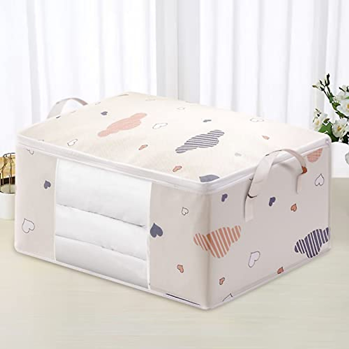 Comforter Storage Bag Folding Organizer Bag for King/Queen Comforters, Pillows, Blankets, Bedding/Quilt, Duvet Blanket Mothproof Space Save