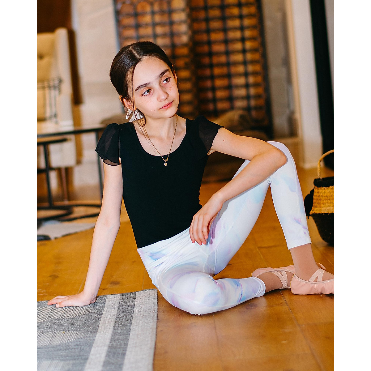 Stelle Girls Toddler Leotard for Ballet Dance Leotards Gymnastics Ruffle Short Sleeve Outfits(Black,2-3T)